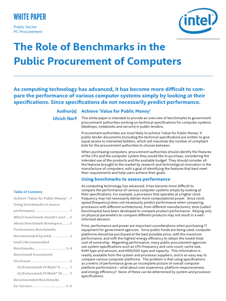 role-of-benchmarks-white-paper | PDF | Benchmark (Computing) | Central Processing Unit