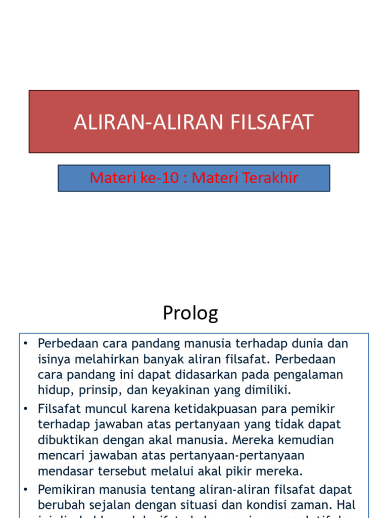 Aliran Filsafat: Humanisme hingga Sekularisme | PDF