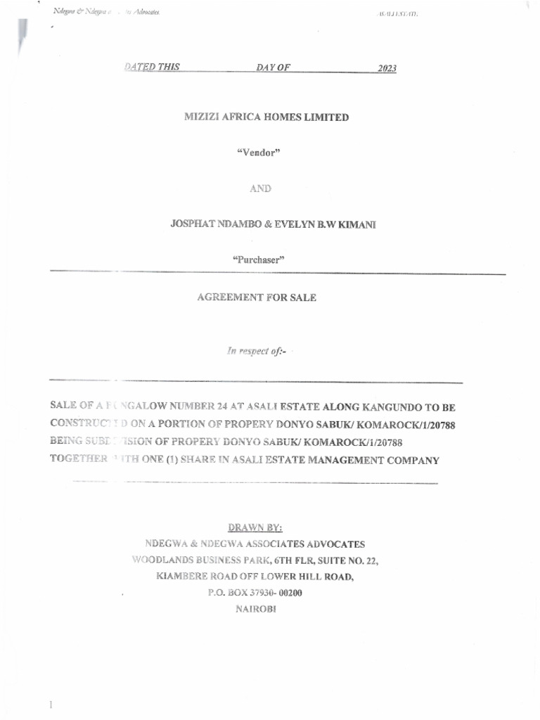 Josphat Ndambo Agreement | PDF