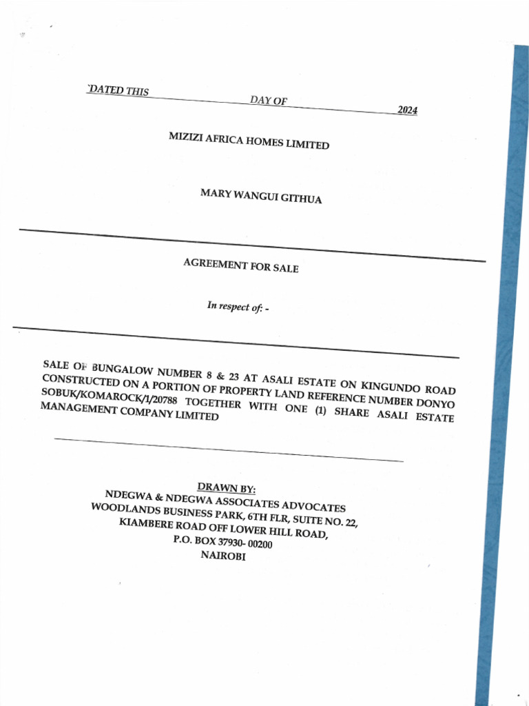 Mary Wangui Githua Agreement | PDF
