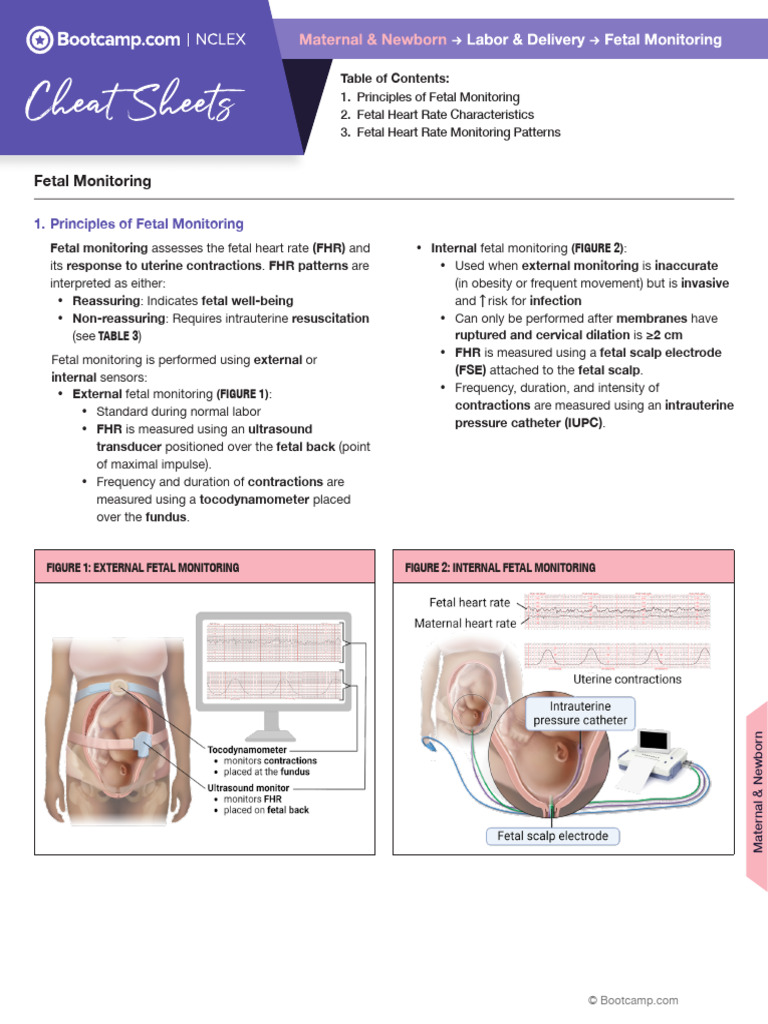 Fetal Monitoring Cheat Sheet | PDF | Maternal Health | Obstetrics