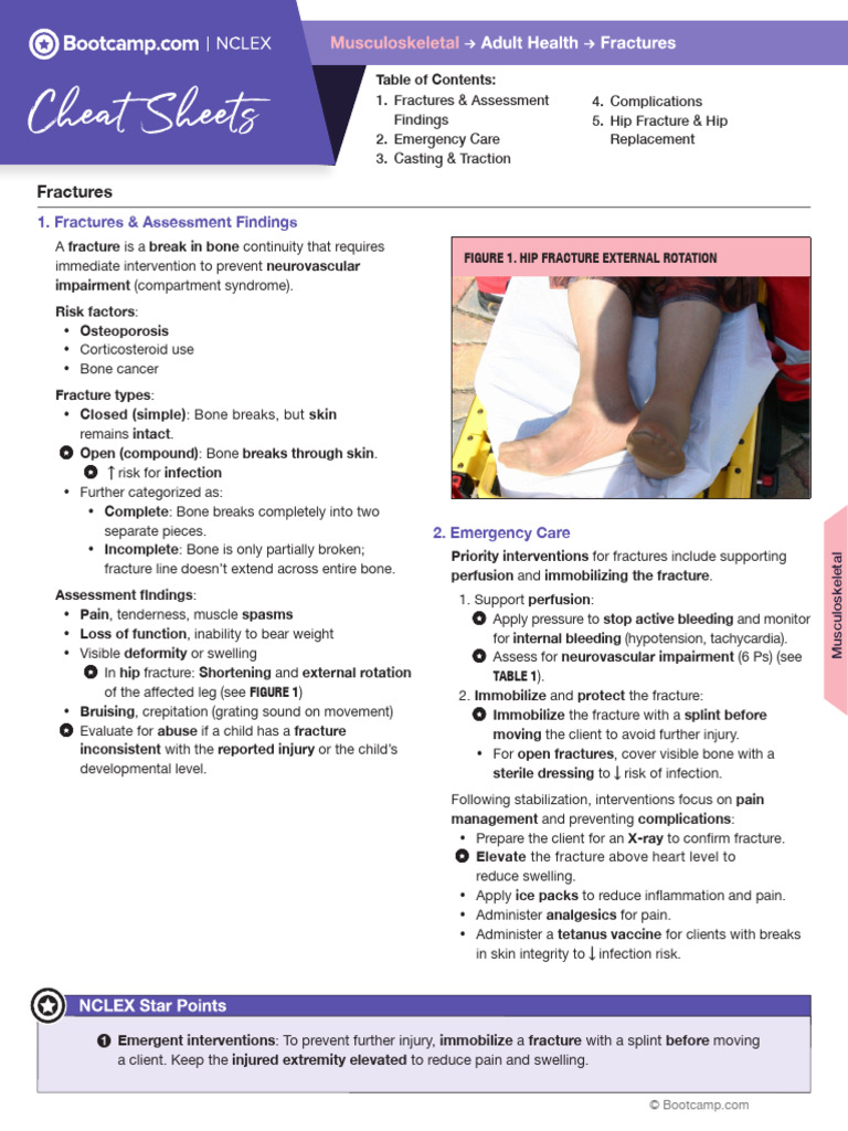Fractures Cheat Sheet | PDF | Hip | Musculoskeletal System