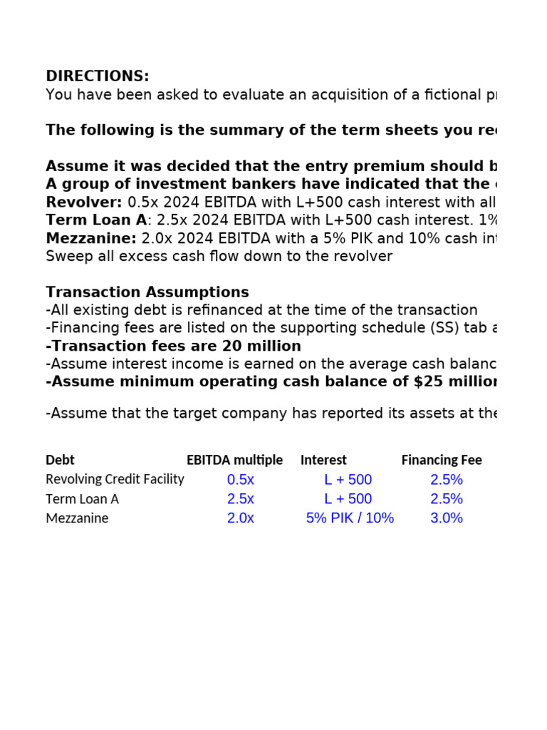 LBO model template WITH QUESTION | PDF | Equity (Finance) | Financial ...