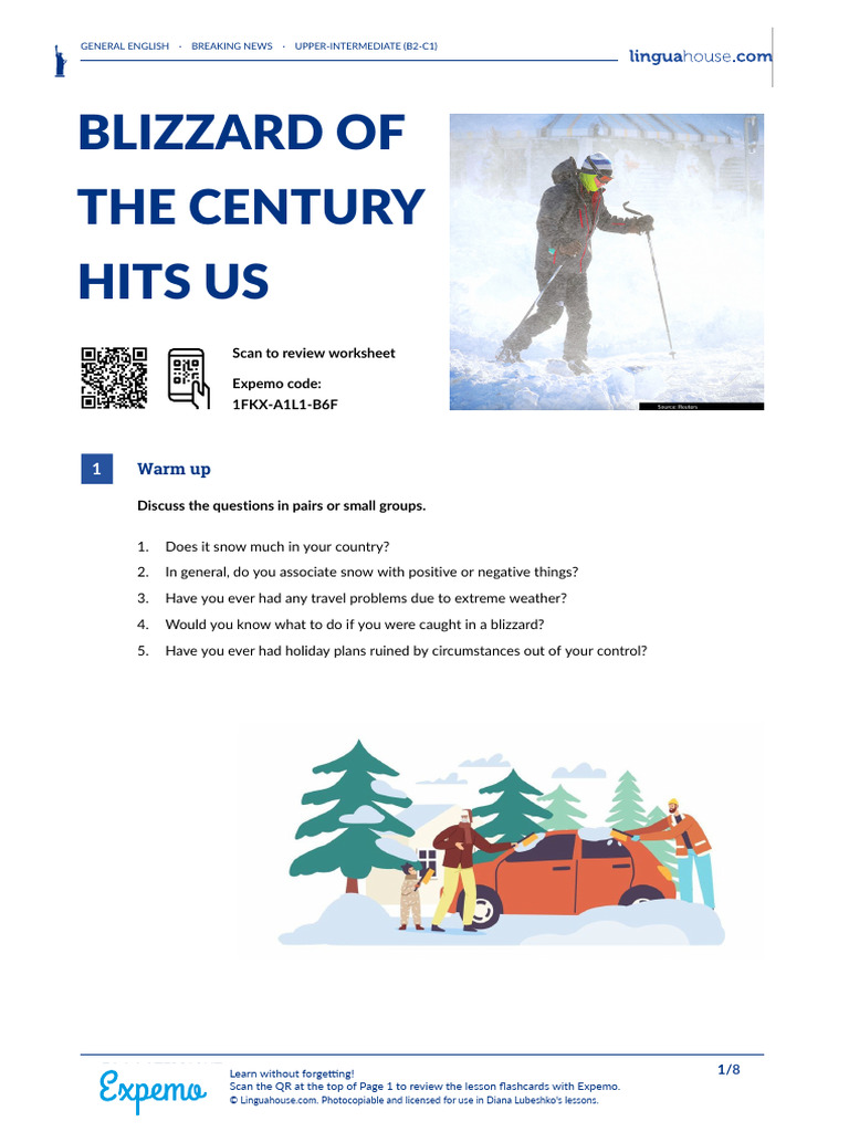 Blizzard of The Century Hits Us American English Student B2 C1 | PDF | Meteorology | Weather