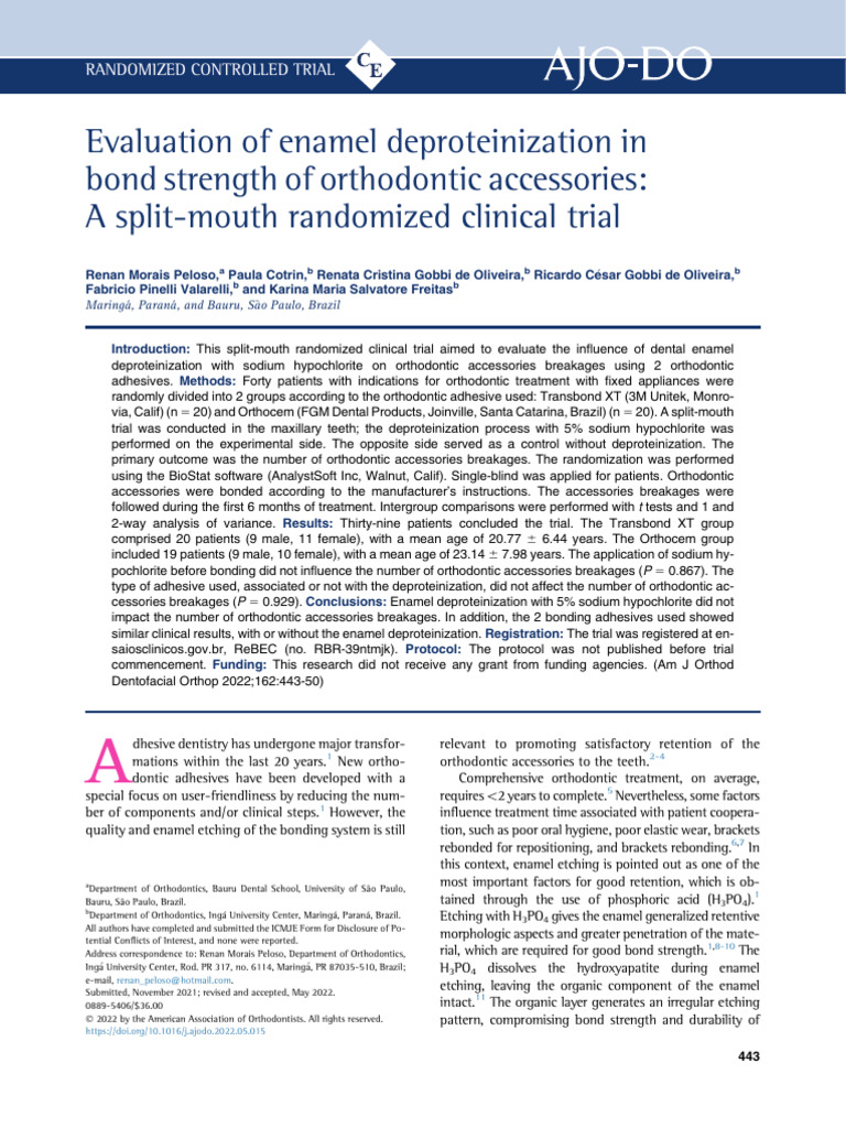 Evaluación de La Desproteinización Del Esmalte en La Fuerza de Unión de ...