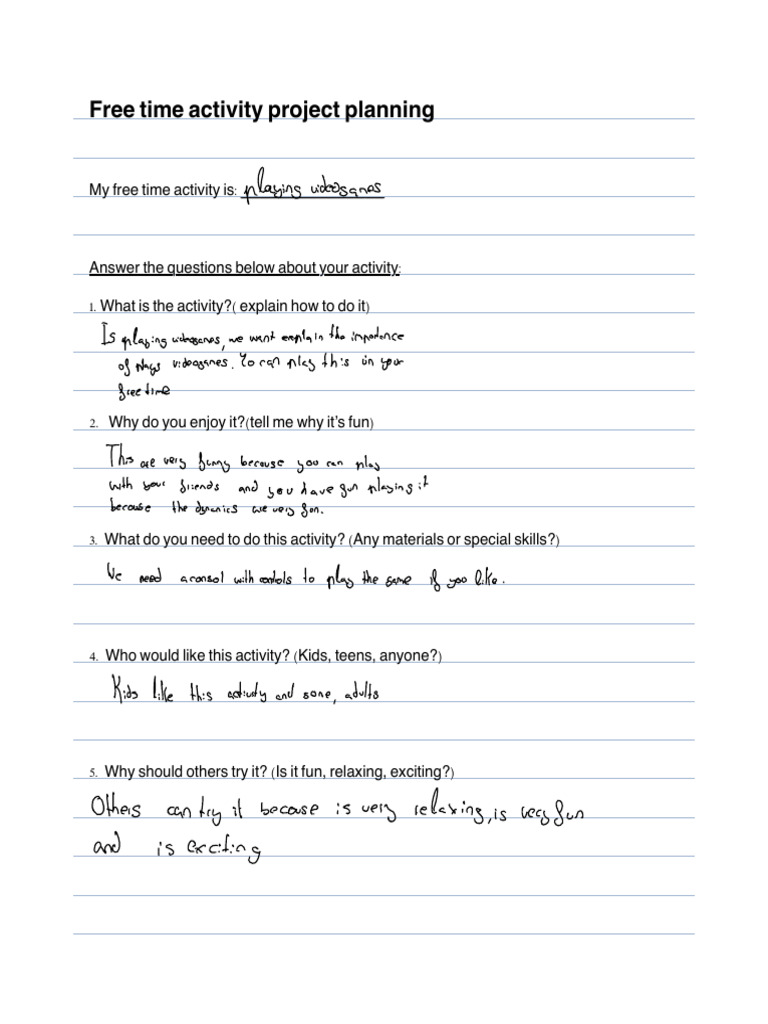 Free Time Activity Commercial Planning | PDF
