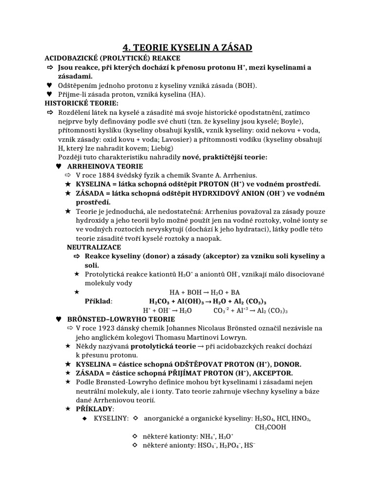 Teorie Kyselin A Zásad | PDF