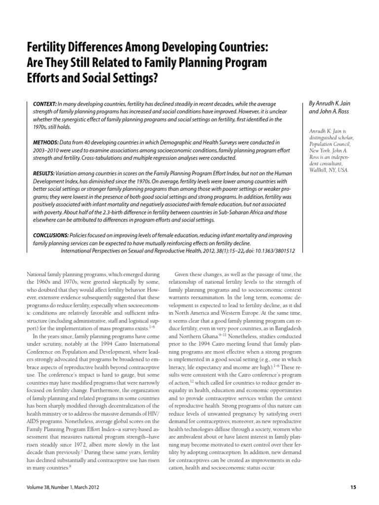 Ferility Differences Among Developing Countries | PDF | Family Planning ...