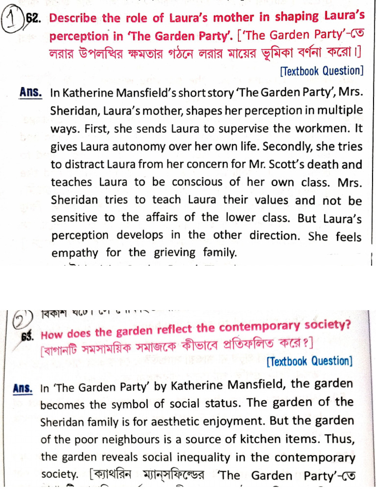 (Garden Party) Text Book Question Answers | PDF