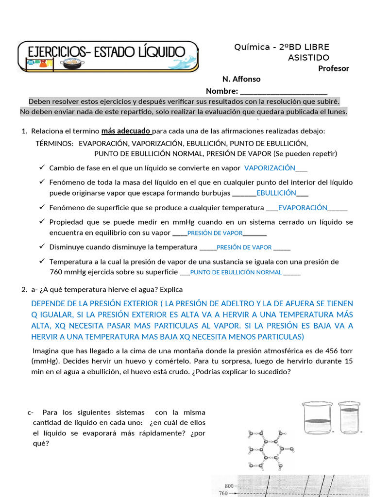 Ficha+ejercicios+líquidos | PDF | Líquidos | Hirviendo
