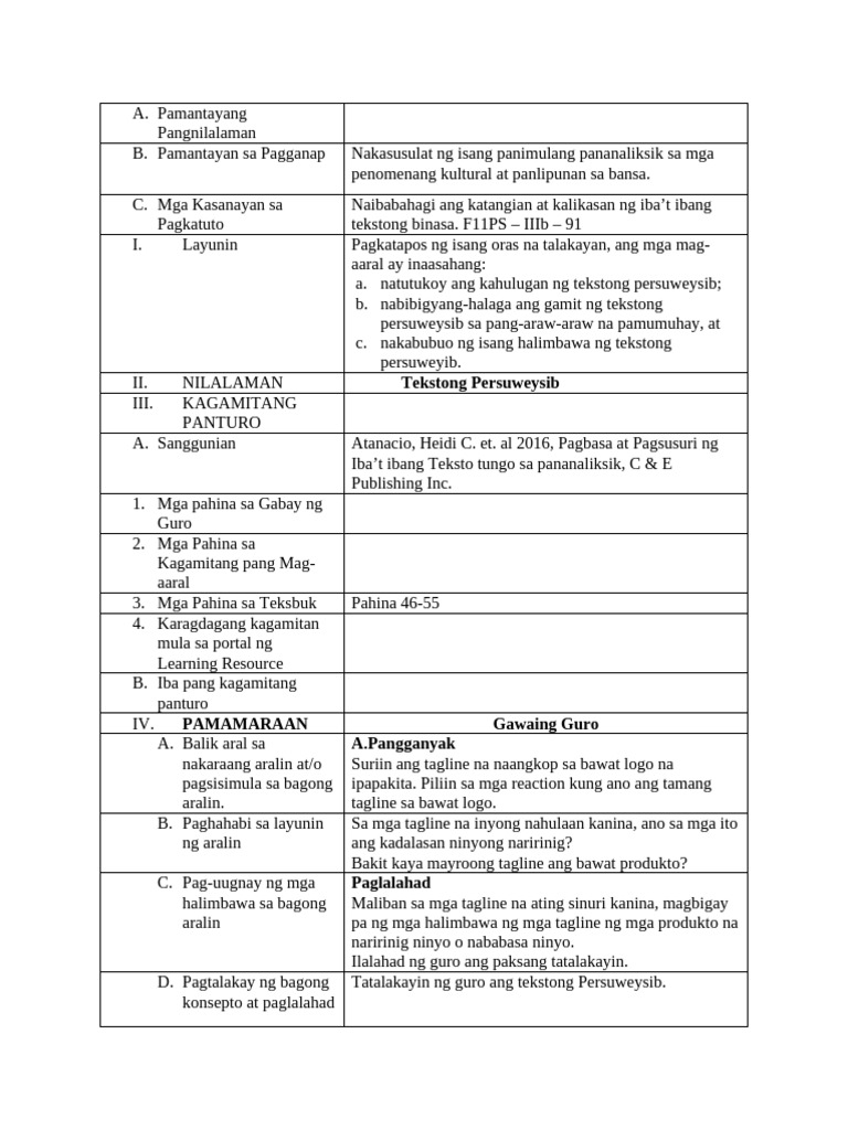 Tekstong Persuweysib | PDF