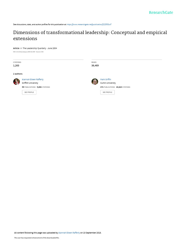 Dimensions of Transformational Leadership | PDF | Leadership | Transformational Leadership