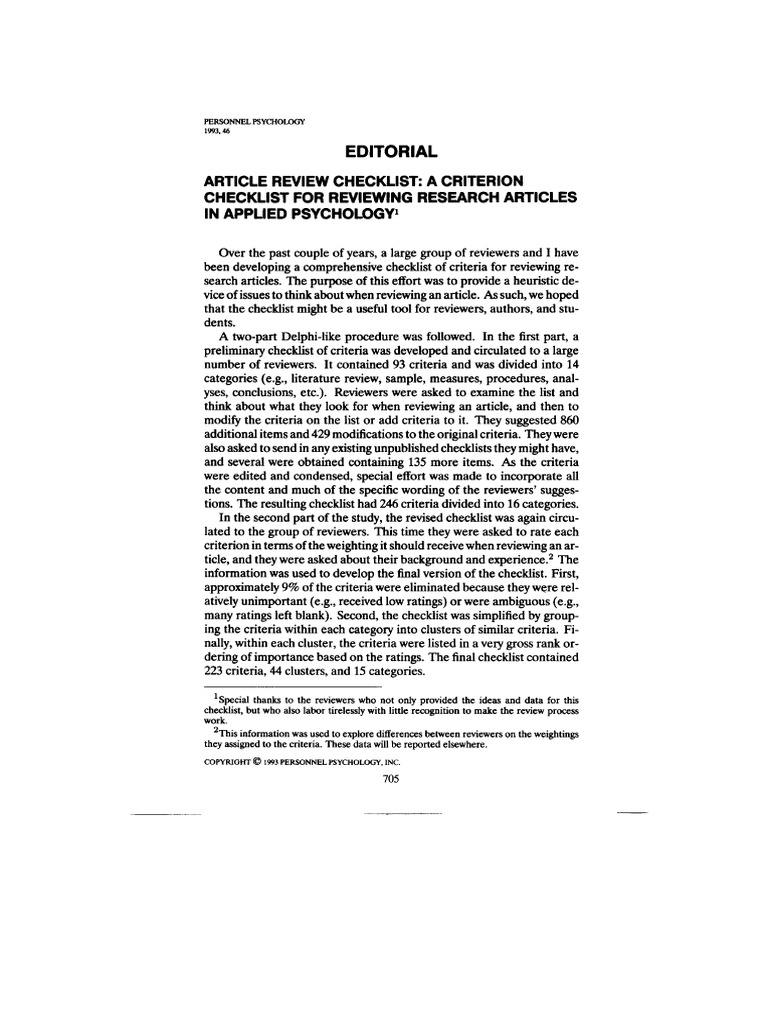 Article Review Checklist-M Campion | PDF