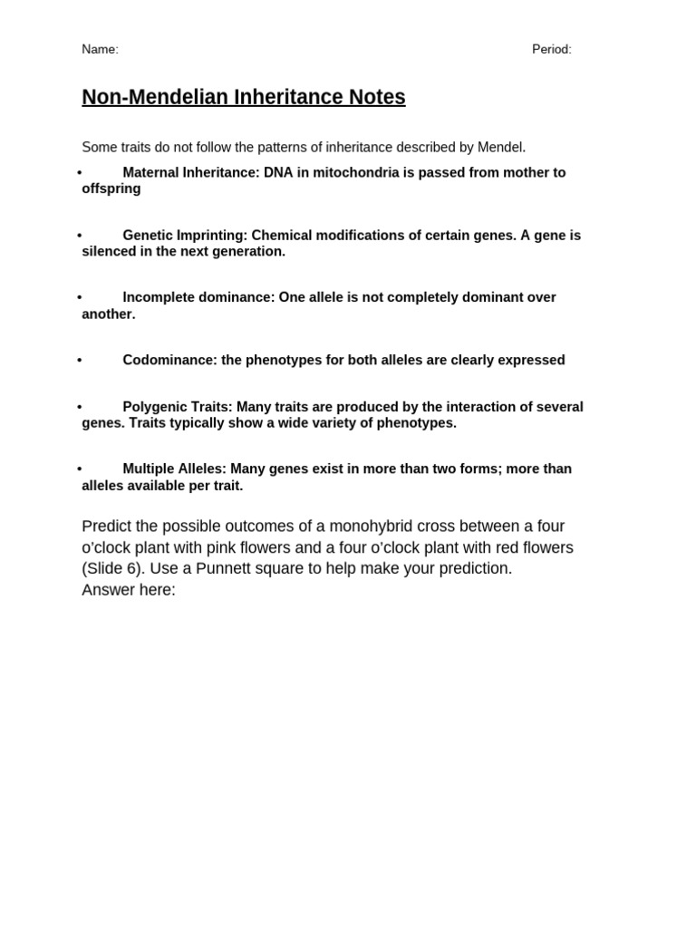 Non-Mendelian Inheritance Notes | PDF