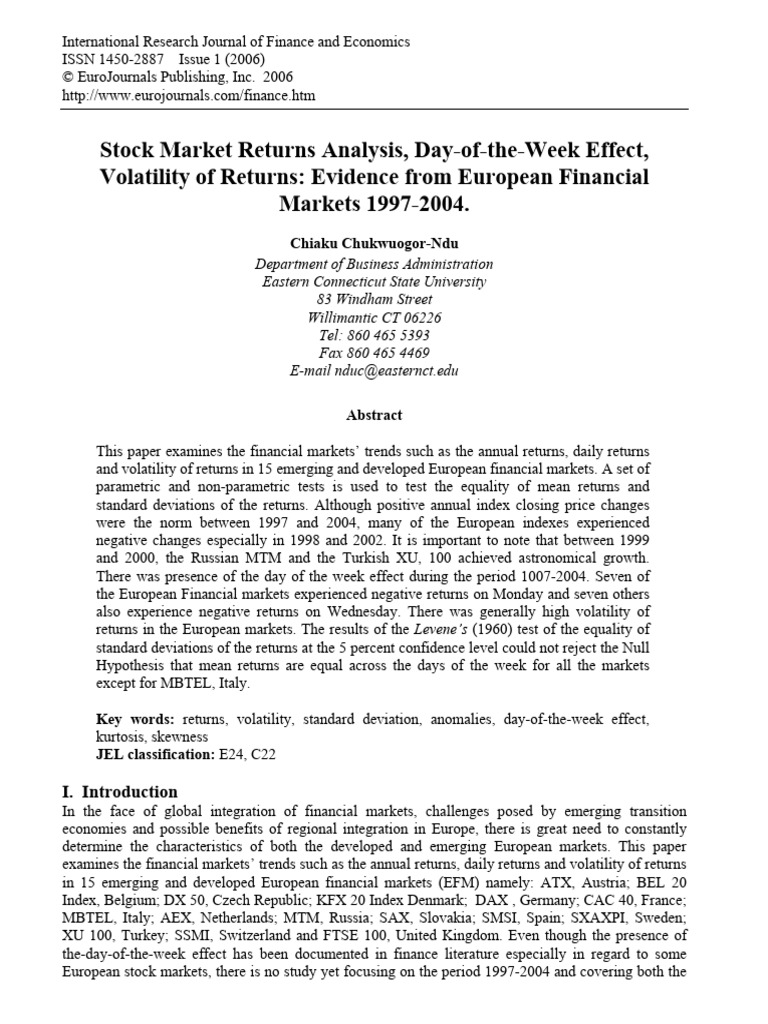 Day-of-Week Effect in European Markets | PDF | Degrees Of Freedom ...