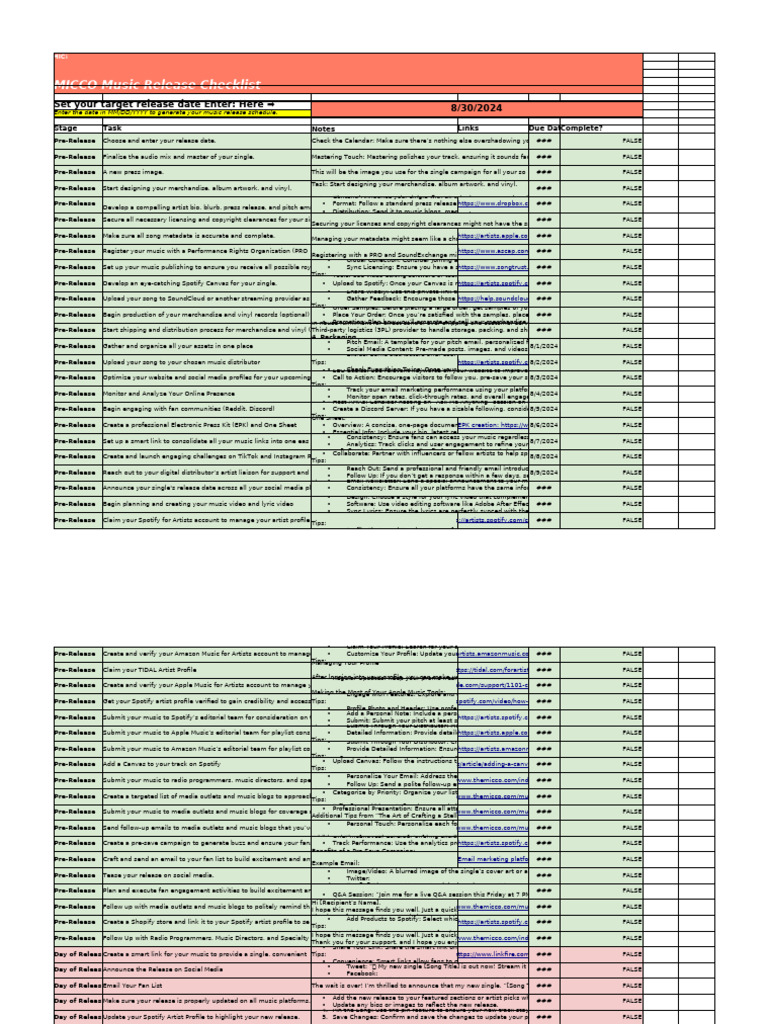 Single Release Checklist - MICCO | PDF