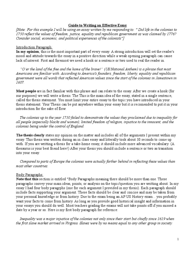 Guide To Writing An Effective AP US History Essay | PDF | Essays | Slavery