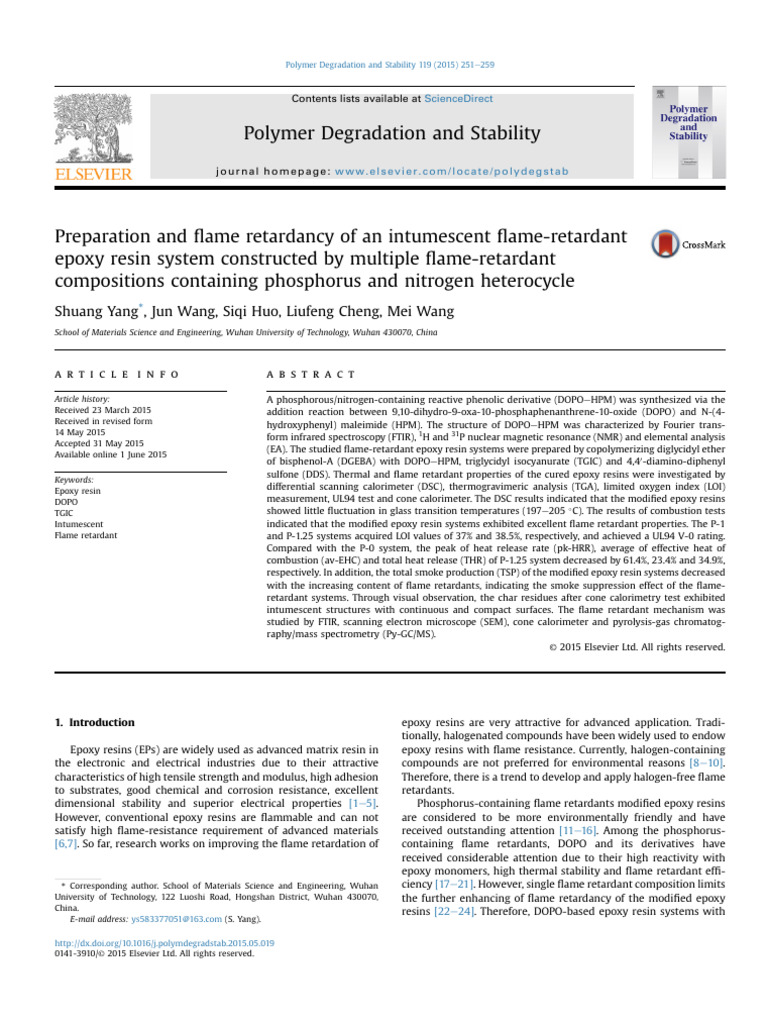 Intumescent Flame Retardant Epoxy System | PDF | Differential Scanning ...