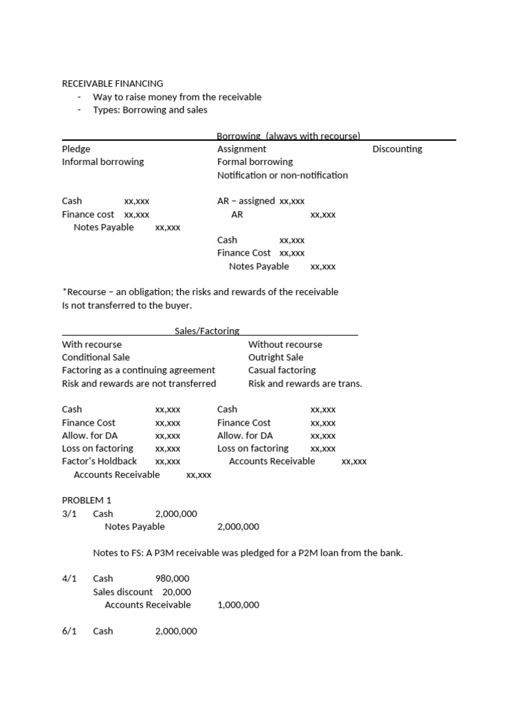 Receivable Financing Methods Explained | PDF | Factoring (Finance) | Money