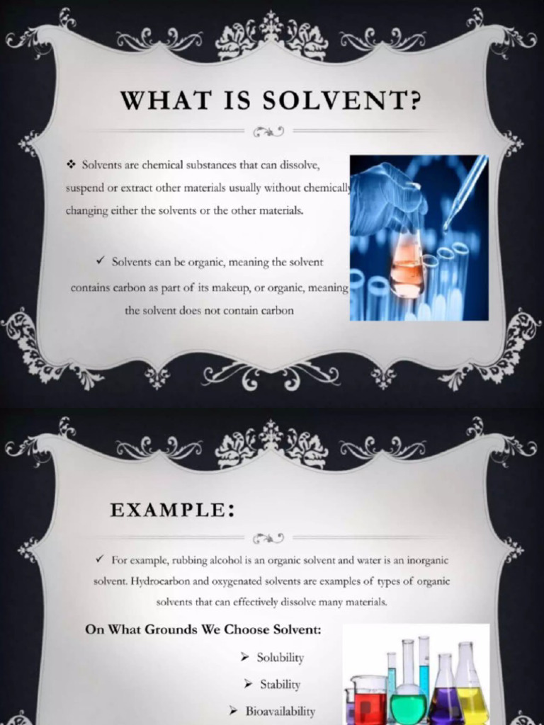 Solvents used in pharmaceutical preparations | PDF
