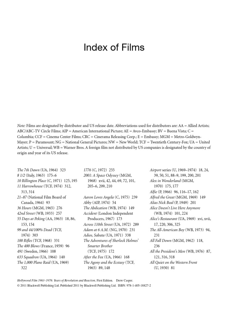 Hollywood Film 1963 1976 - 2011 - Casper - Index of Films | PDF | Metro ...