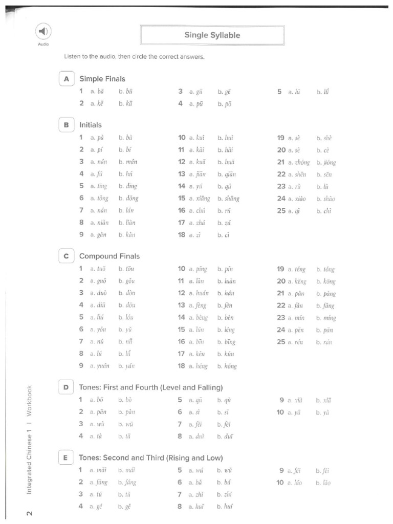 Integrated Chinese Workbook - Basics and Lesson 1 | PDF
