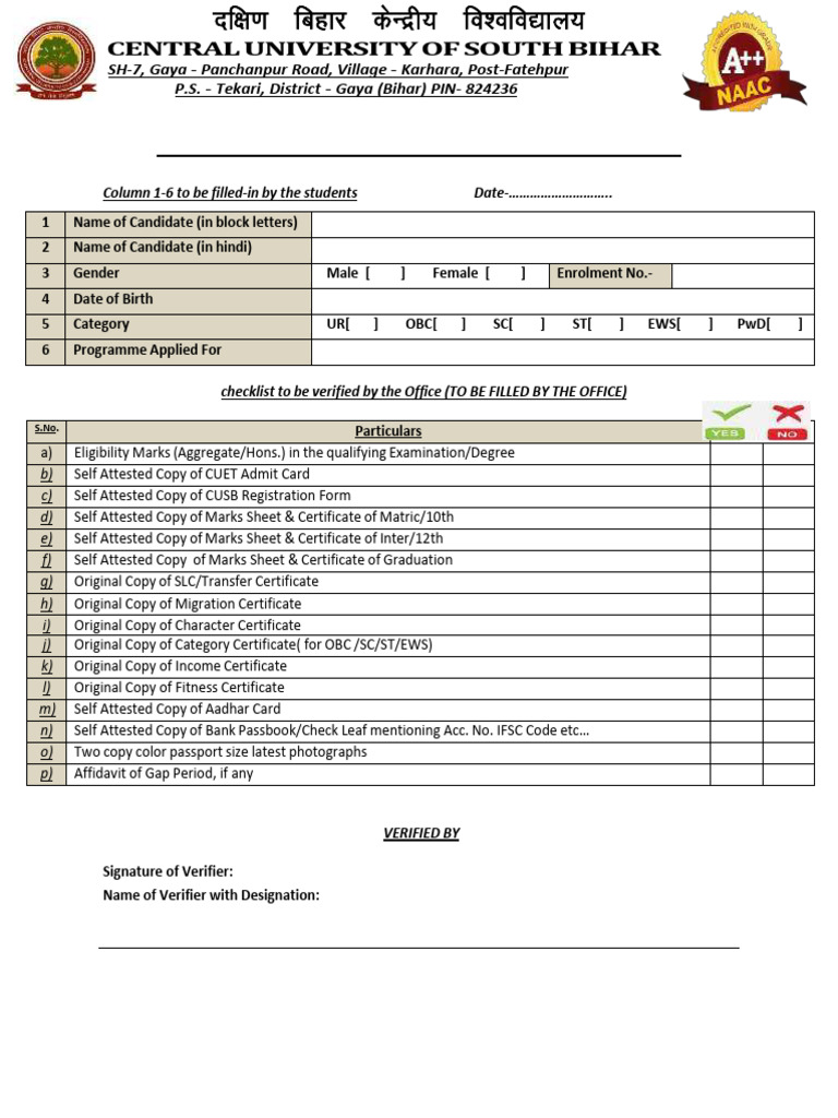 Checklist For Document Verification | PDF