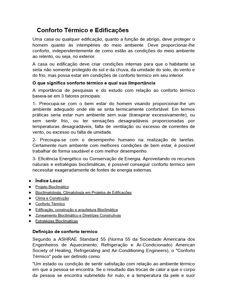 Conforto Térmico e Edificações.docx | PDF | Temperatura | Calor