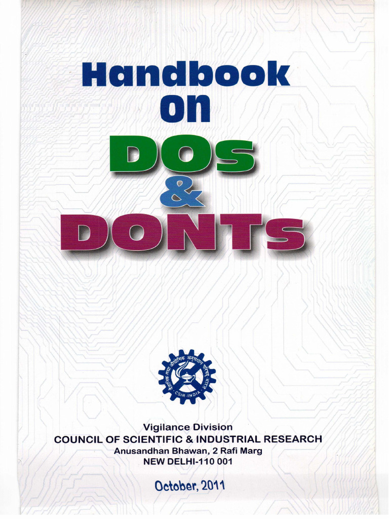 Hand Book On DOs & DONTs | PDF