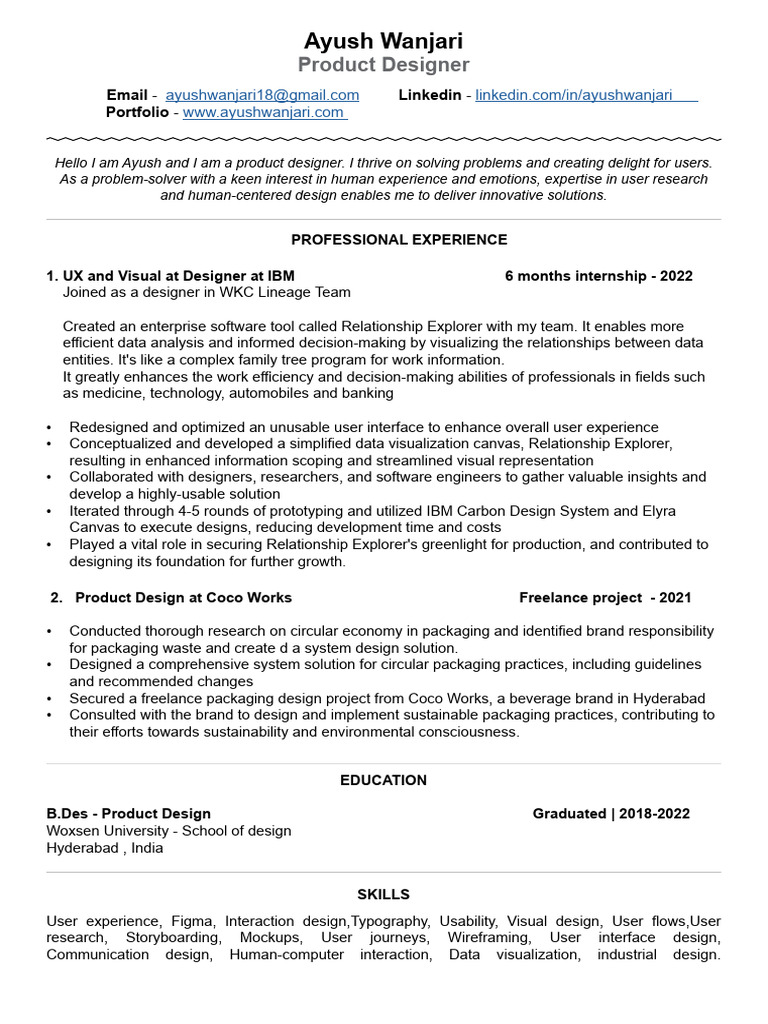 Ayush - Product Designer - Resume 2023 - PUBLIC | PDF | Human Communication | Information Science