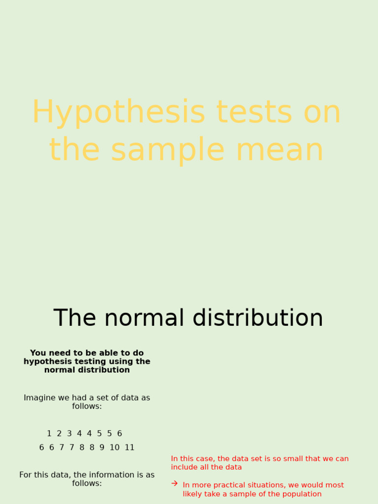 Hypothesis Testing with Normal Distribution | PDF | Normal Distribution ...