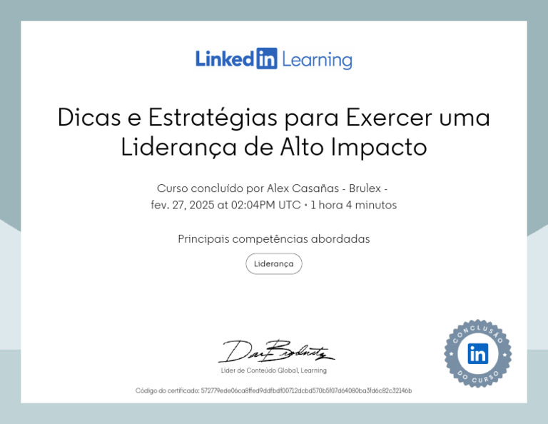 CertificadoDeConclusao - Dicas e Estrategias para Exercer Uma Lideranca ...