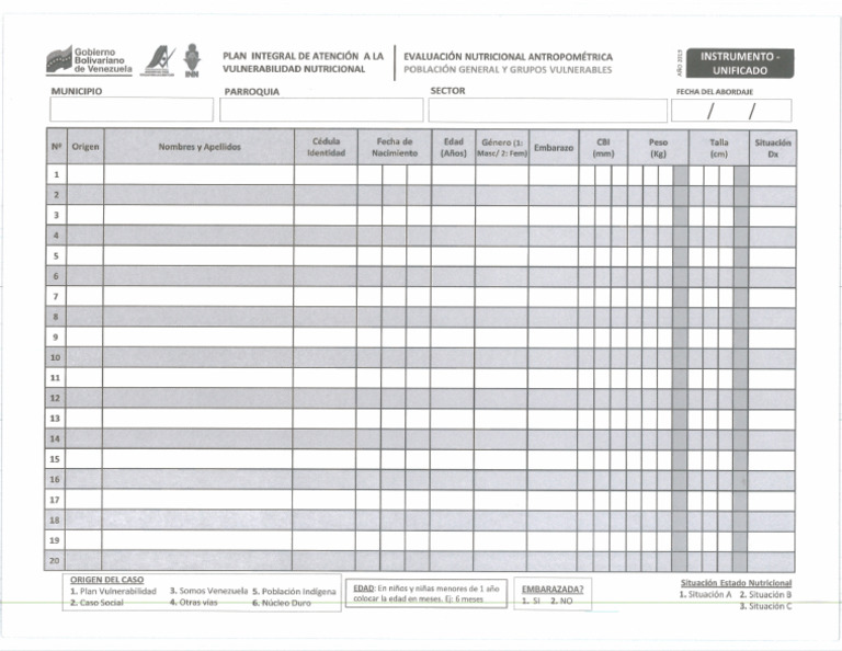 planilla evaluacion antropometrica | PDF