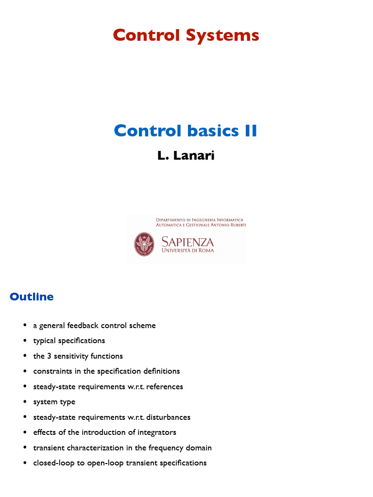 Lec15_ControlBasics_II | PDF | Control Theory | Feedback