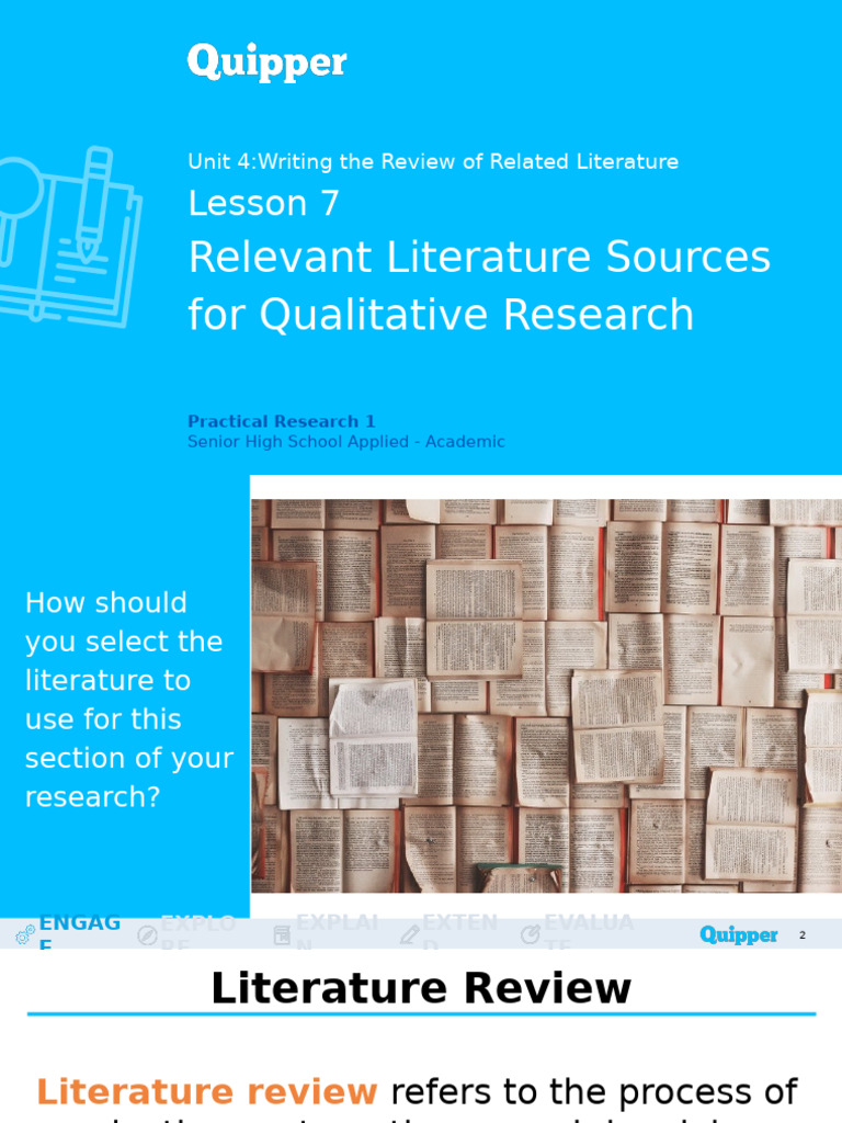 LESSON 7 Relevant Literature Sources For Qualitative Research | PDF ...