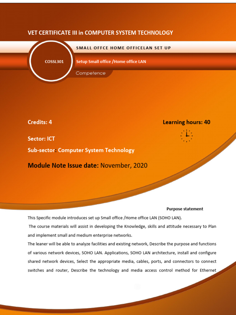 Cossl301 - Small Offce Home Officelan Set Up | PDF | Computer Network ...