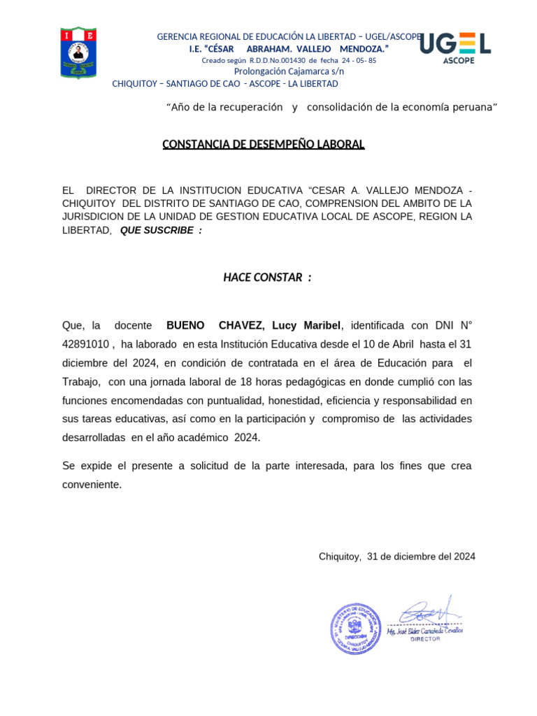 Constancia Laboral | PDF