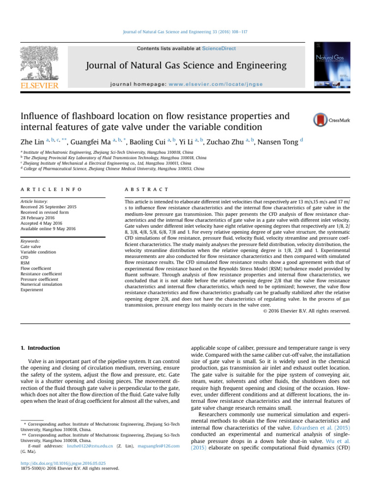 Influence of Flashboard Location on Flow Resistance Properties and Internal Features of Gate ...