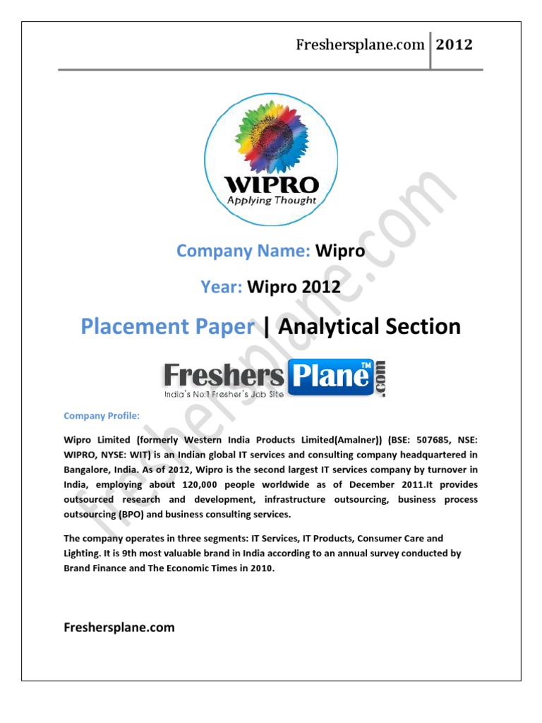 Wipro Analytical Paper 1 2012 | PDF | Epidemiology | Economies