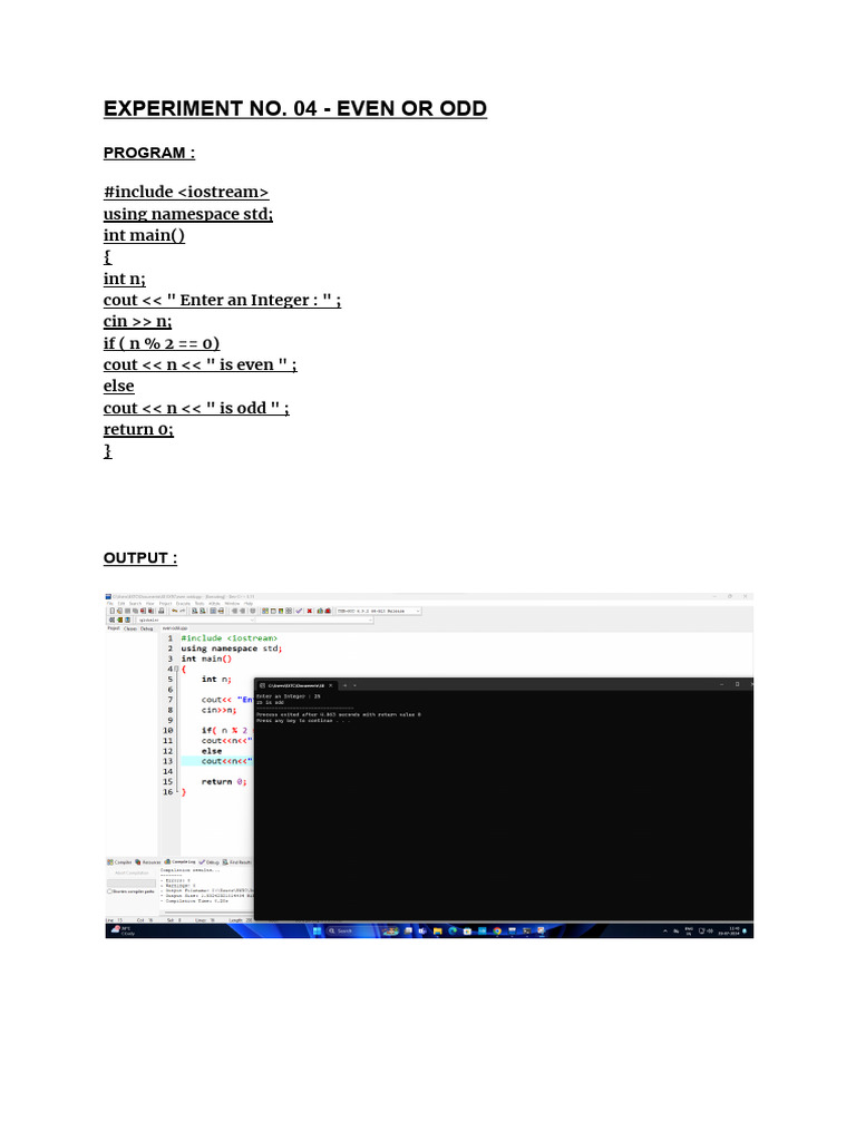 EXP NO 4 ( EVEN OR ODD) | PDF