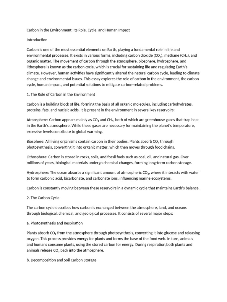 Human Impact on the Carbon Cycle | PDF | Climate Change | Carbon Cycle
