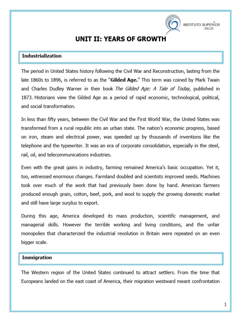 Gilded Age: Growth and Imperialism in America | PDF | The United States ...