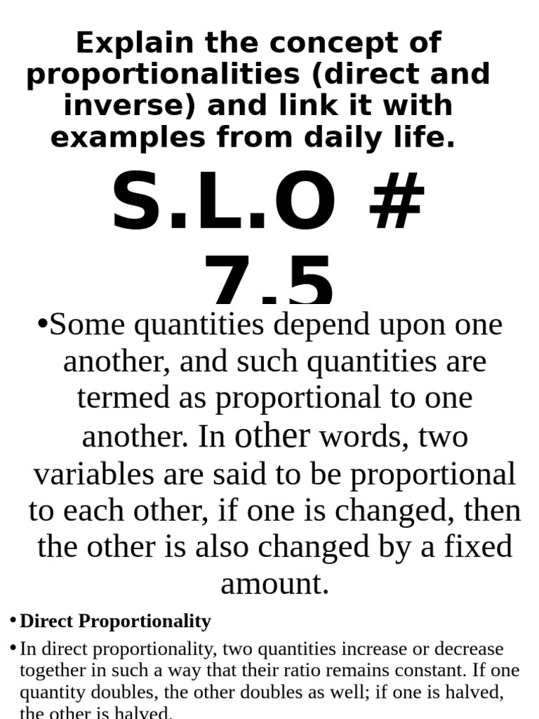 7.5explain The Concept of Proportionalities (Direct and | PDF ...