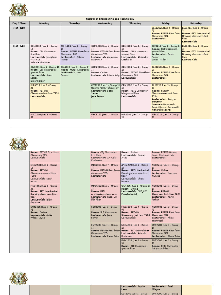 UG Turkeyen Campus Timetable 2024/25 | PDF | Academia | Academic ...