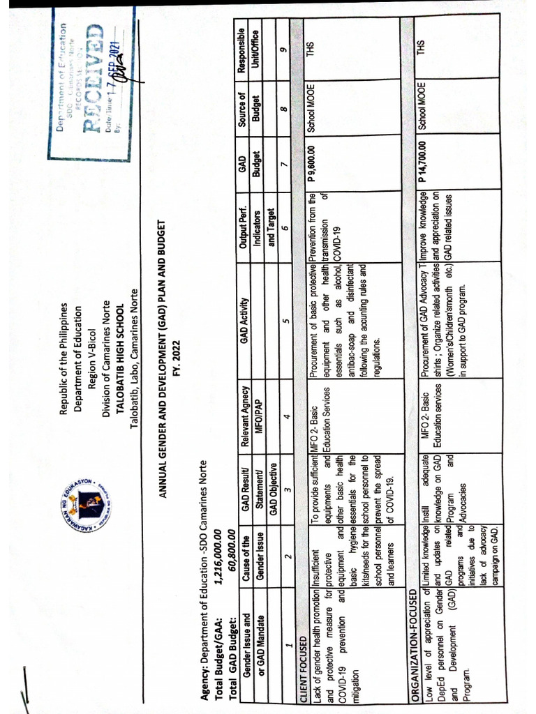 Approved GAD PLAN-2022 | PDF