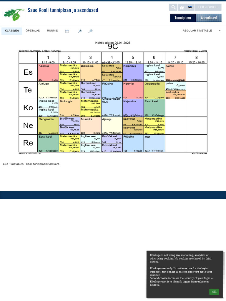 Tunniplaan Saue Kool | PDF