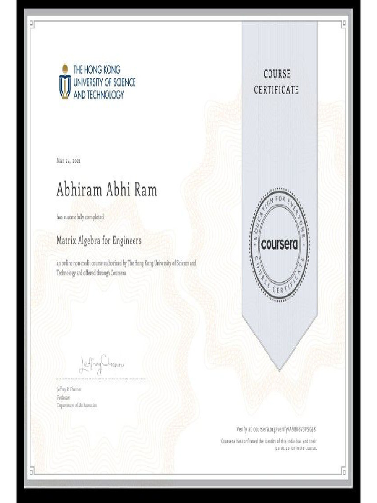 4018 Abhiram Coursera Certificate | PDF