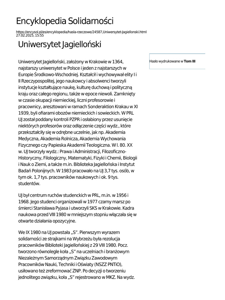 Uniwersytet Jagiellonski | PDF