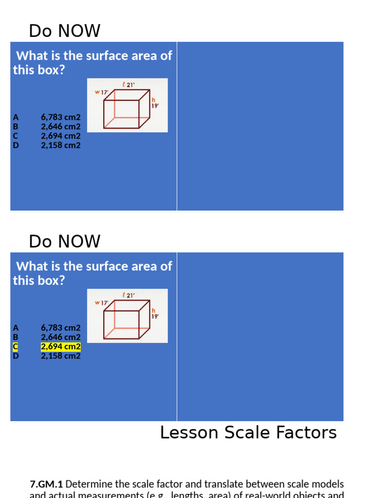 Scale Factors and Surface Area Lesson | PDF | Shape | Area