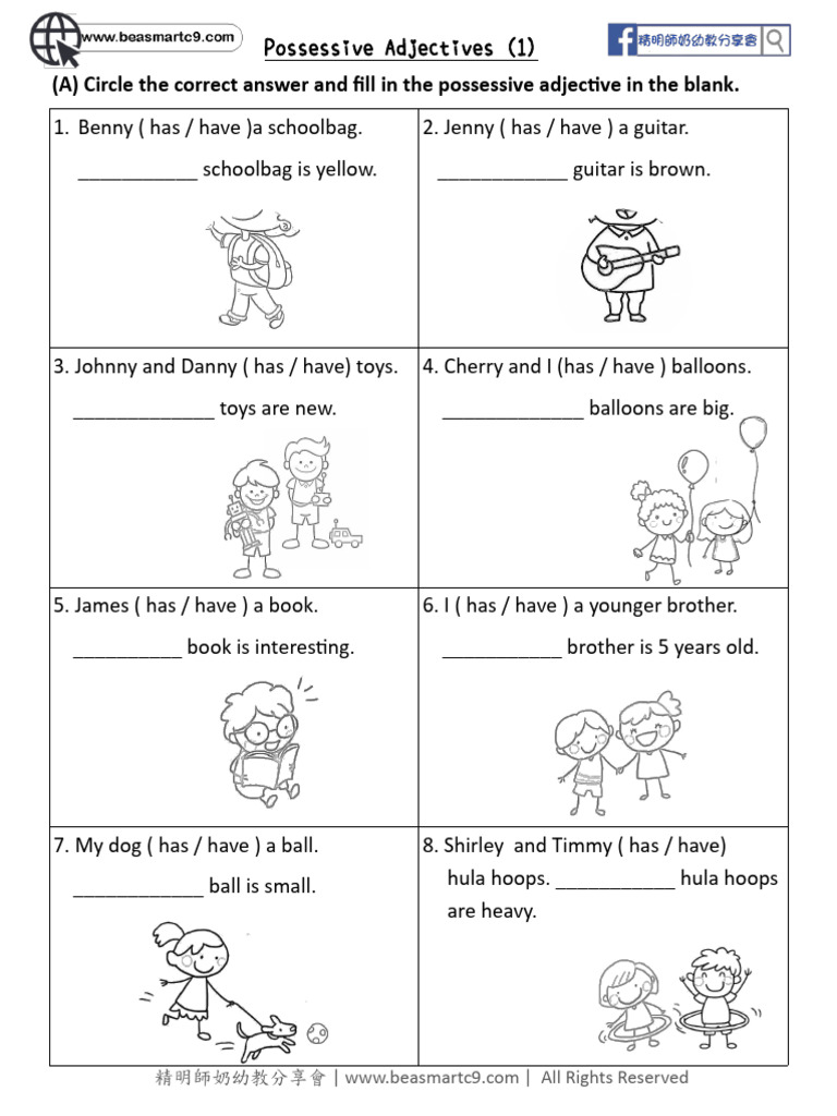 Possessive Adjectives Practice Exercises | PDF